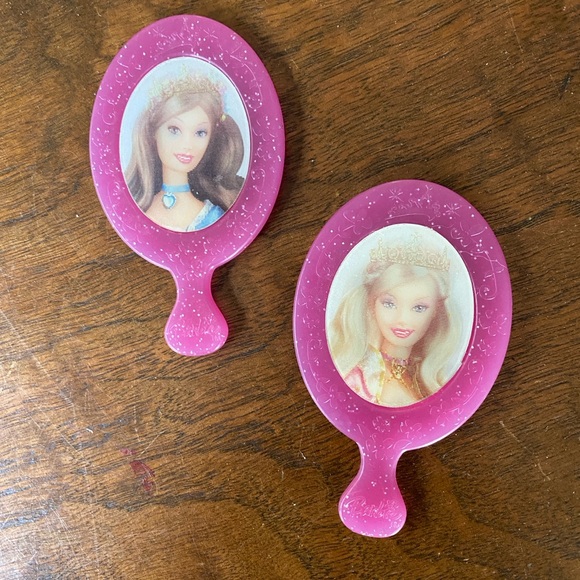 Toys | 2 Pink Barbie Princess Hand Mirrors Magic Changing Lenticular ...
